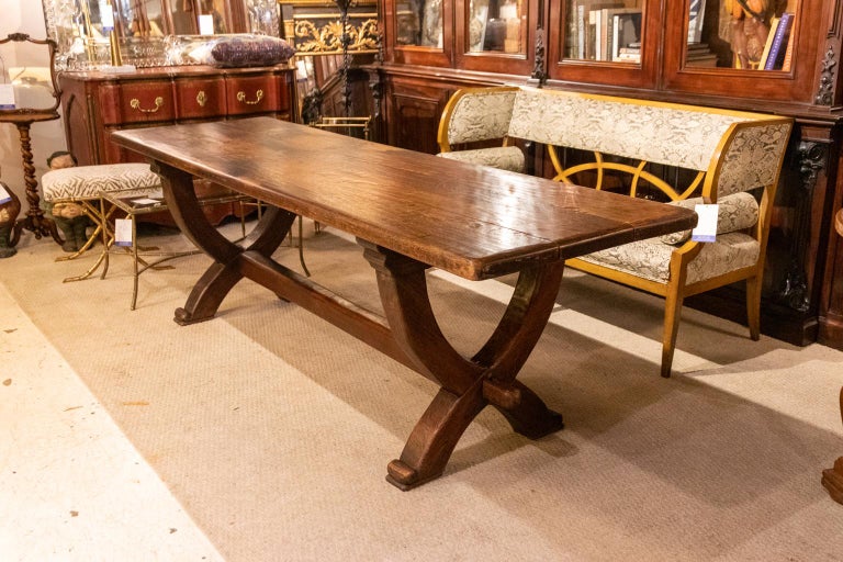 Hand Hewn Trestle Table For Sale at 1stDibs