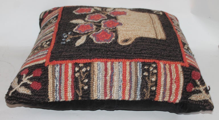 Hand Hooked Folk Art Rug Pillow at 1stDibs | folk art pillows, hooked ...