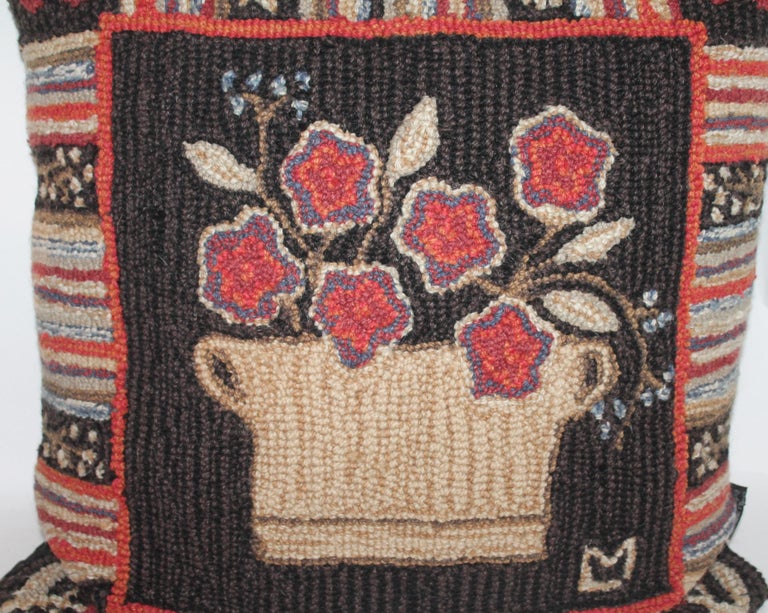 Hand Hooked Folk Art Rug Pillow at 1stDibs | folk art pillows, hooked ...