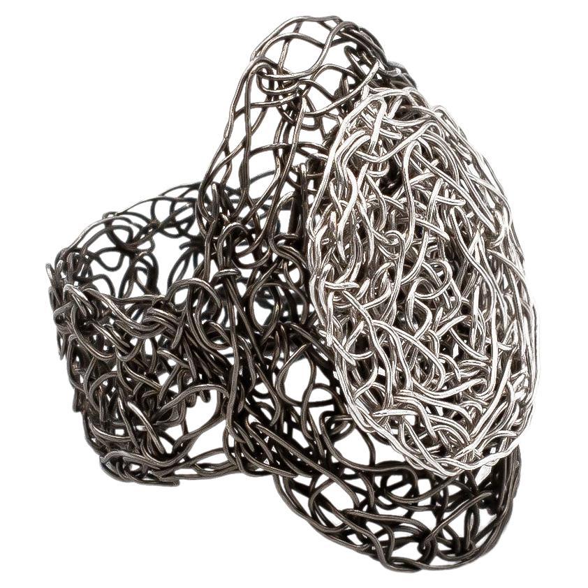 Hand Knitted Gold Oval Ring For Sale at 1stDibs