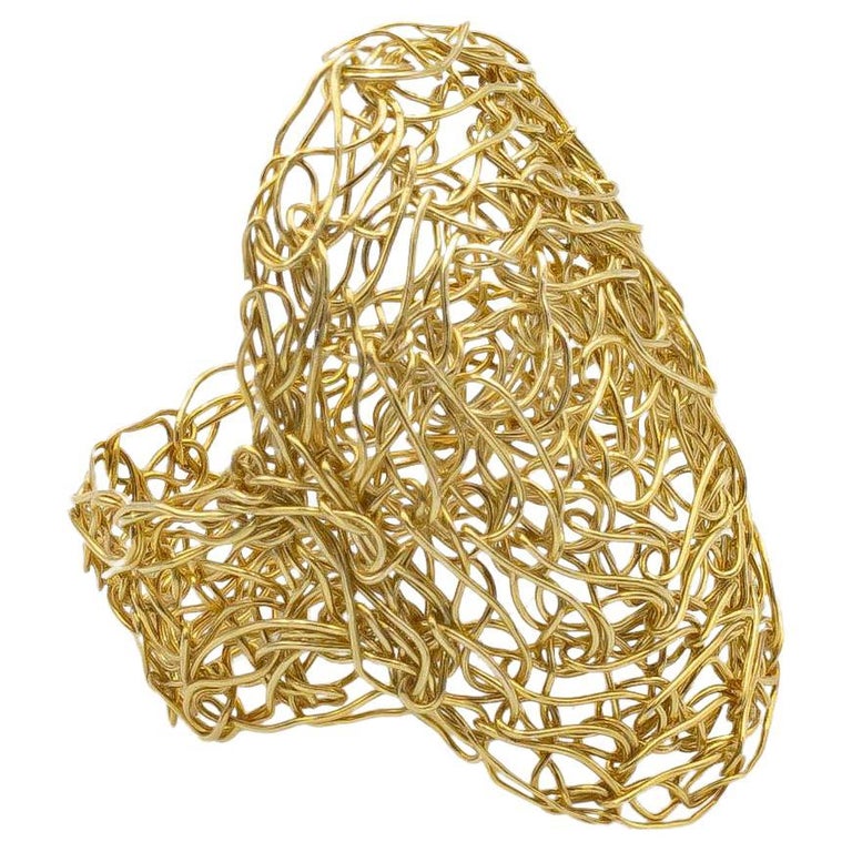Hand Knitted Gold Oval Ring For Sale at 1stDibs