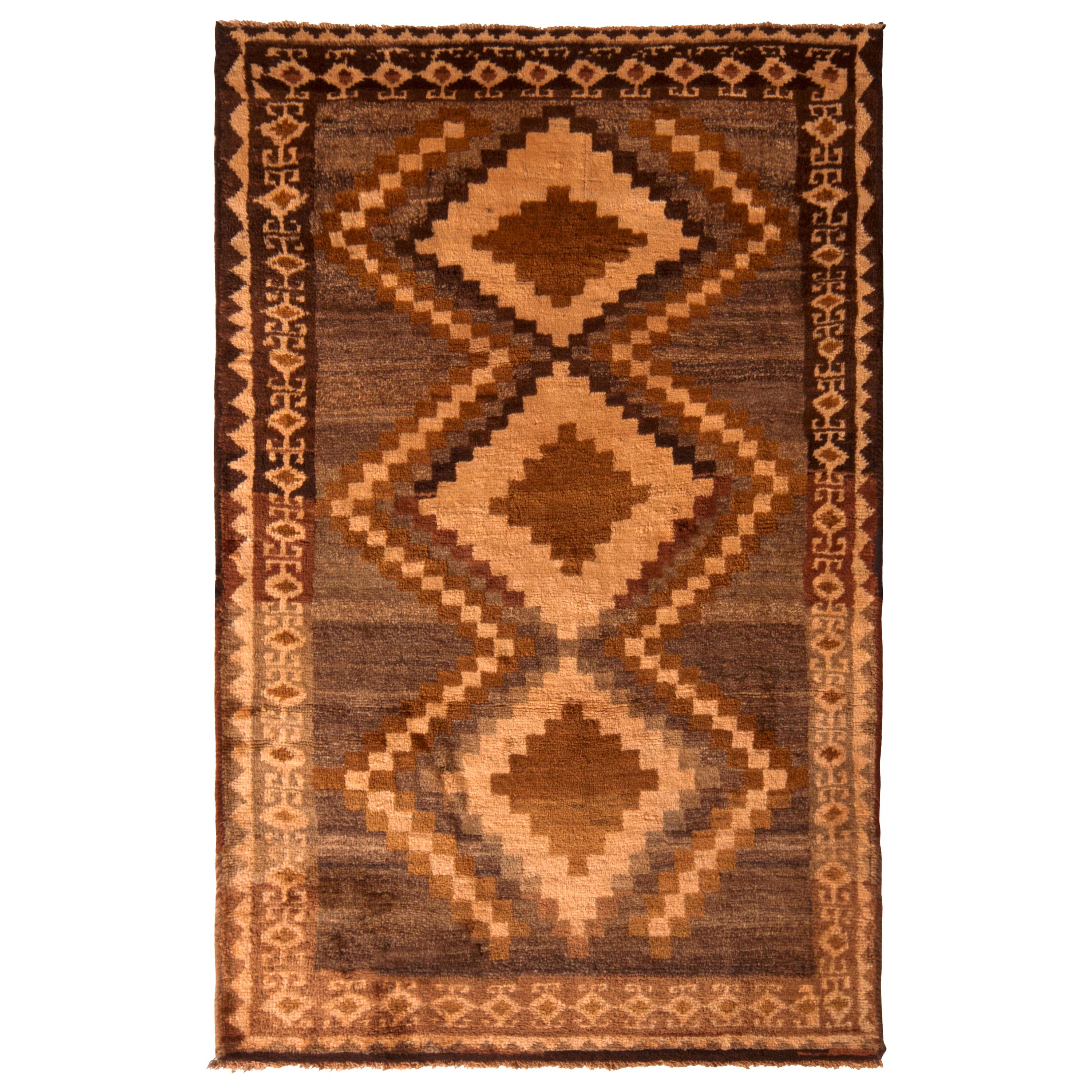 1950s Vintage Midcentury Kilim Beige Brown Striped Pattern by Rug and ...