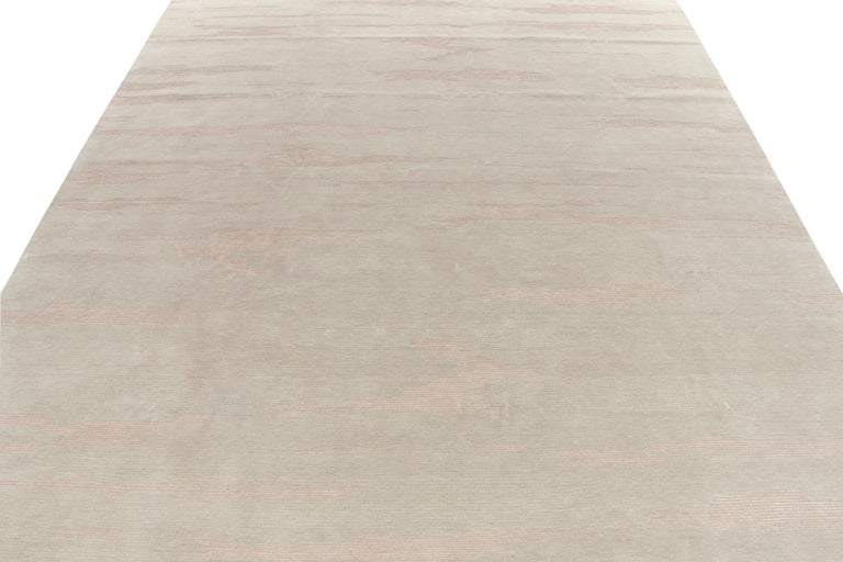 Rug and Kilim's Hand-Knotted Abstract Custom Rug in Beige-Brown High ...