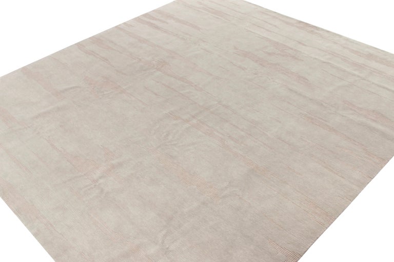 Rug and Kilim's Hand-Knotted Abstract Custom Rug in Beige-Brown High ...