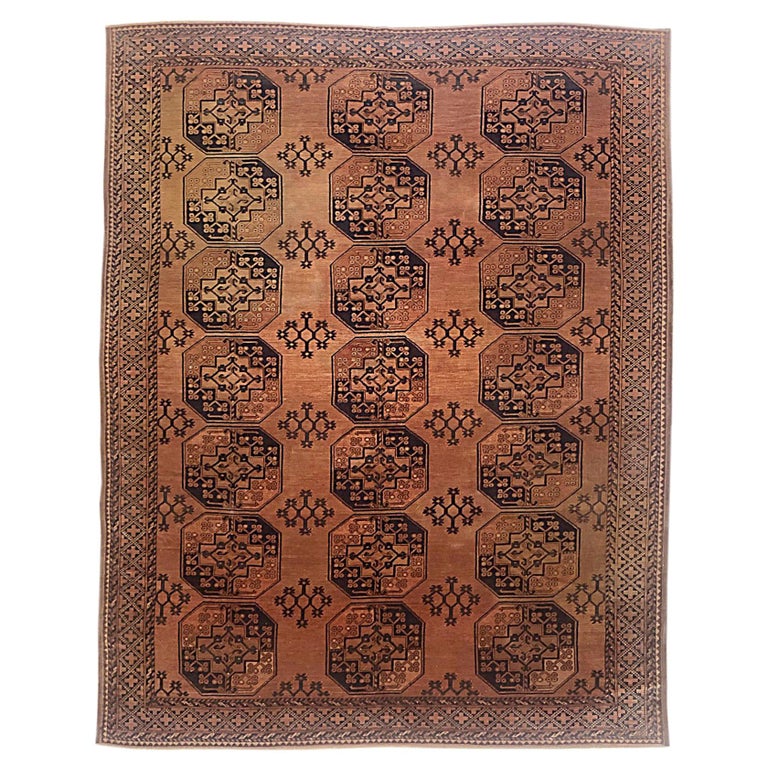 Hand Knotted All-Over Elephant Print Afghan Esari Rug at 1stDibs