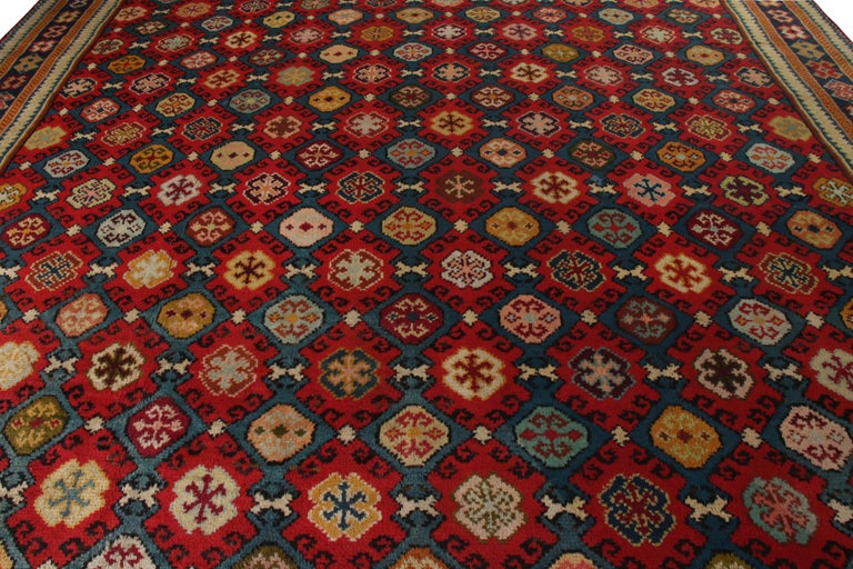 Hand-Knotted Antique Axminster Rug in Red Geometric Pattern by Rug and ...