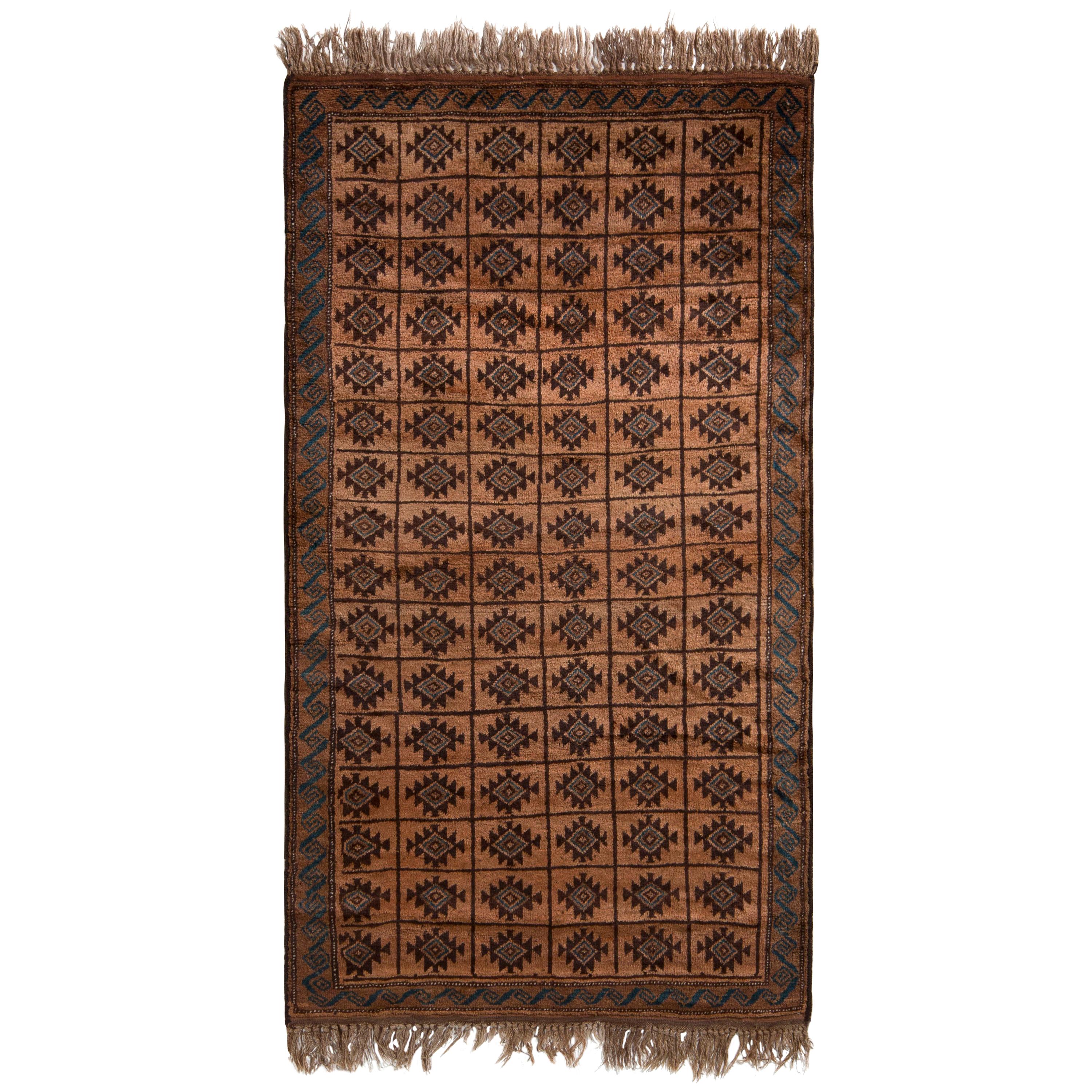 Hand Knotted Antique Mosul Rug in Red Blue Tribal Medallion Pattern at ...