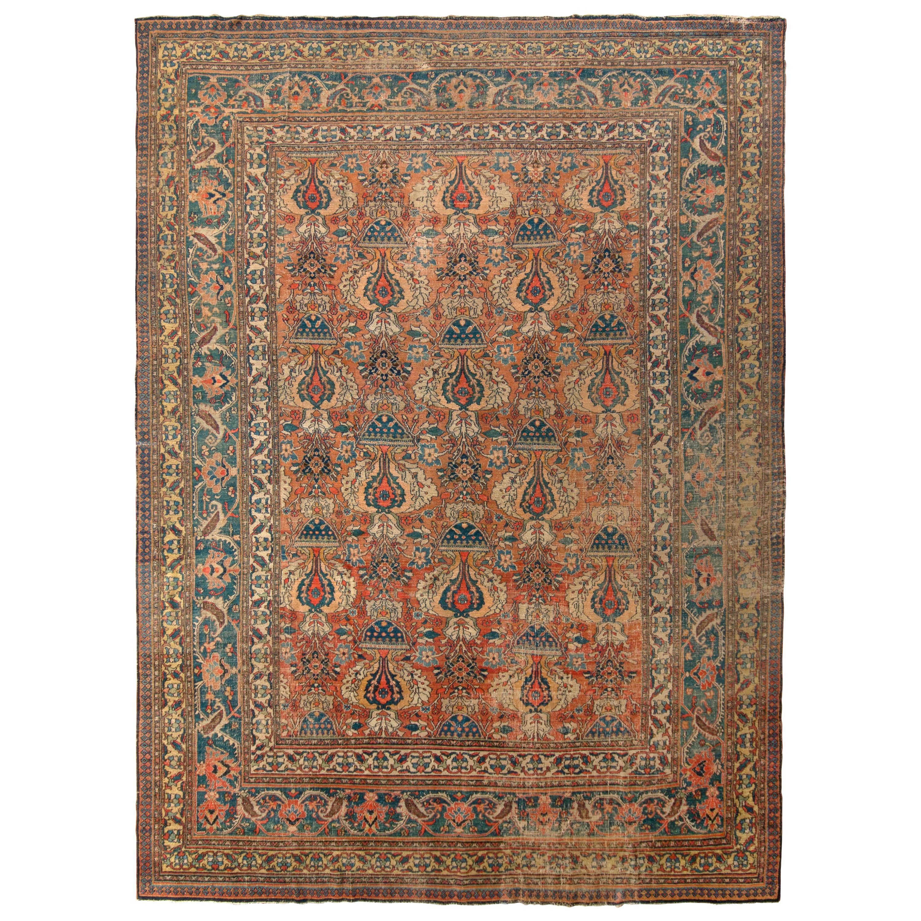 Antique Doroksh Khorassan Medallion-Style Wool Floral Rug by Rug and ...