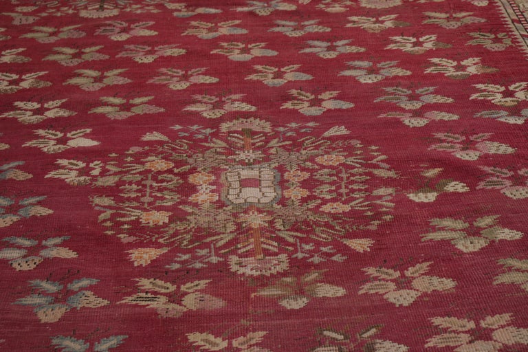 Hand Knotted Antique Gordes Rug Red and Beige Floral Pattern by Rug and ...