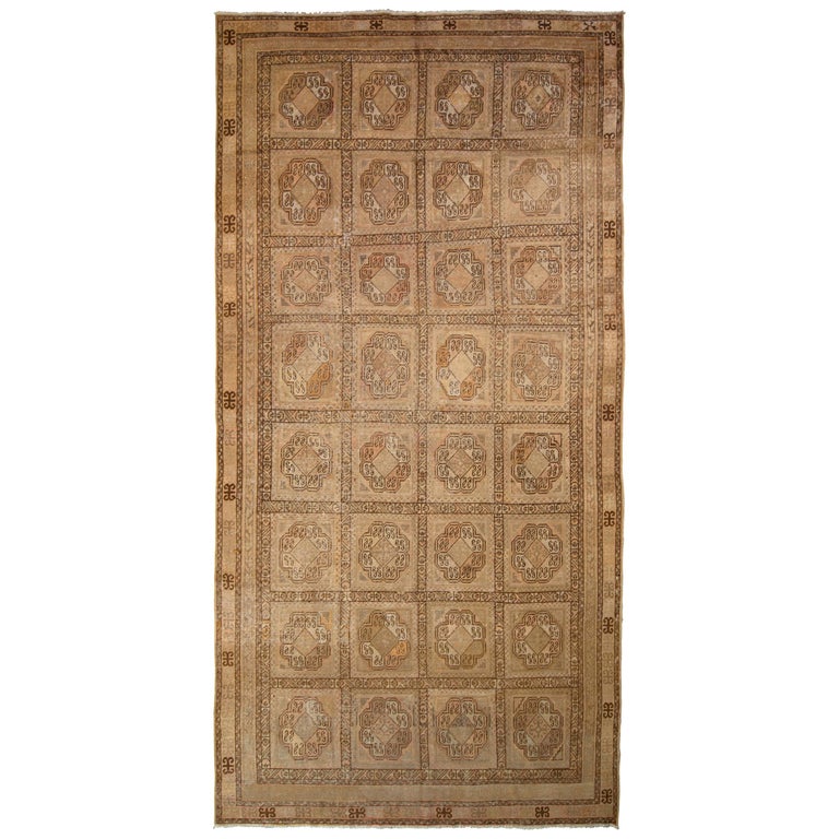 Hand Knotted Antique Rug Beige Brown All-Over Medallion Pattern by Rug ...