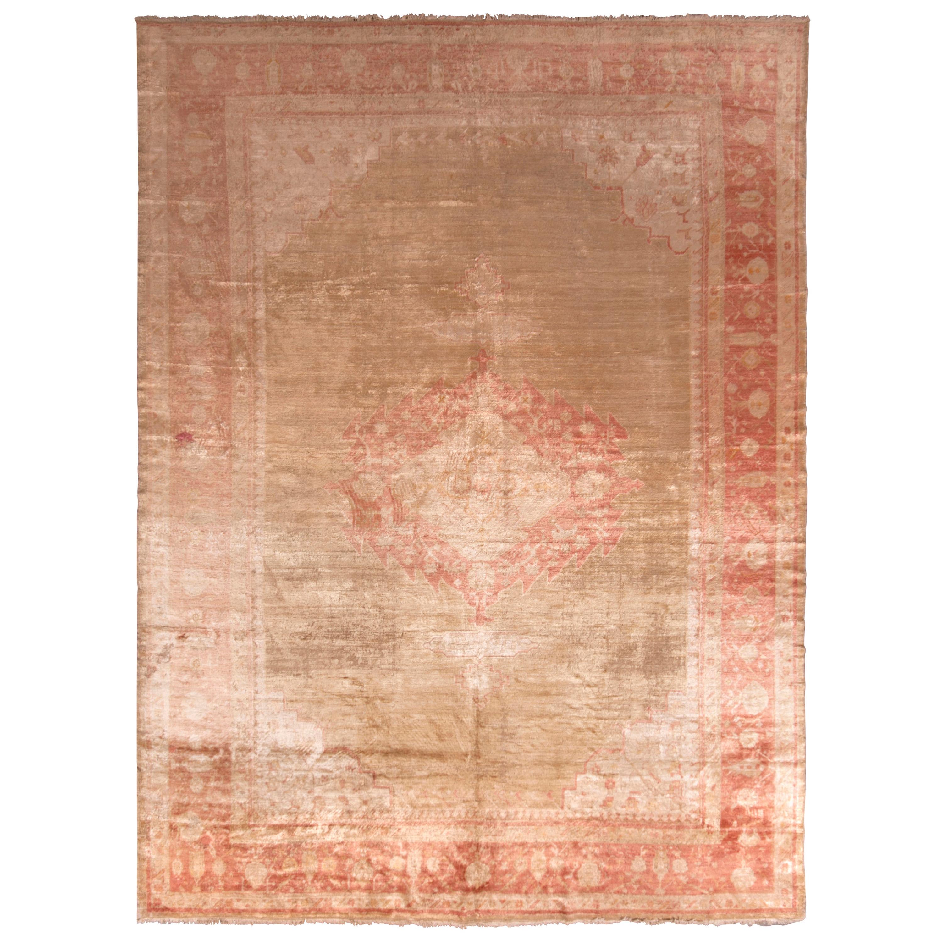 Hand-Knotted Antique Khotan Rug in Beige-Brown Medallion Pattern by Rug ...