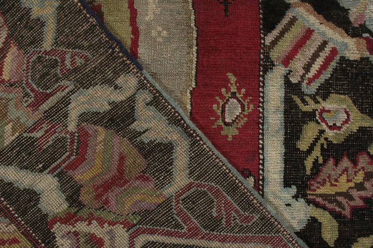 Hand-Knotted Antique Russian Rug in Red, Brown Floral Pattern by Rug ...