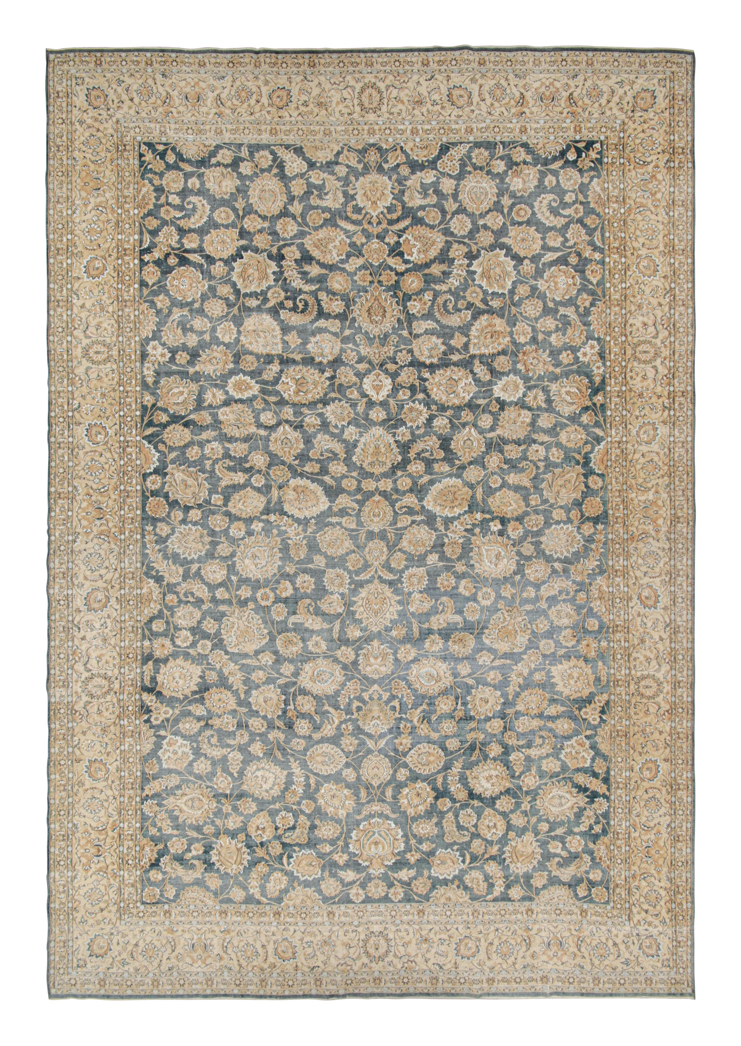 Antique Persian Tabriz Rug in Brown, with Geometric Patterns, from Rug ...