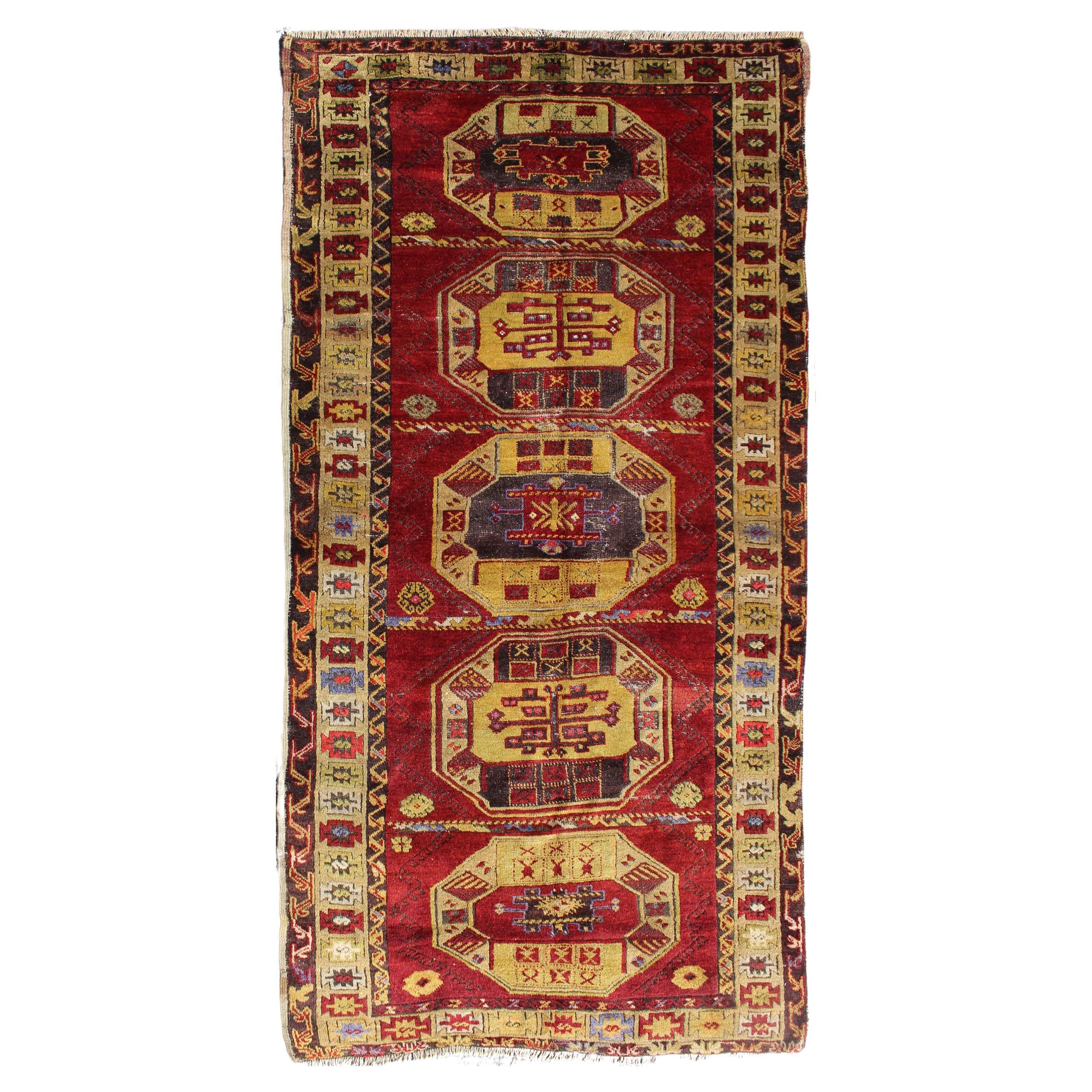 Antique Red Turkish Runner For Sale at 1stDibs