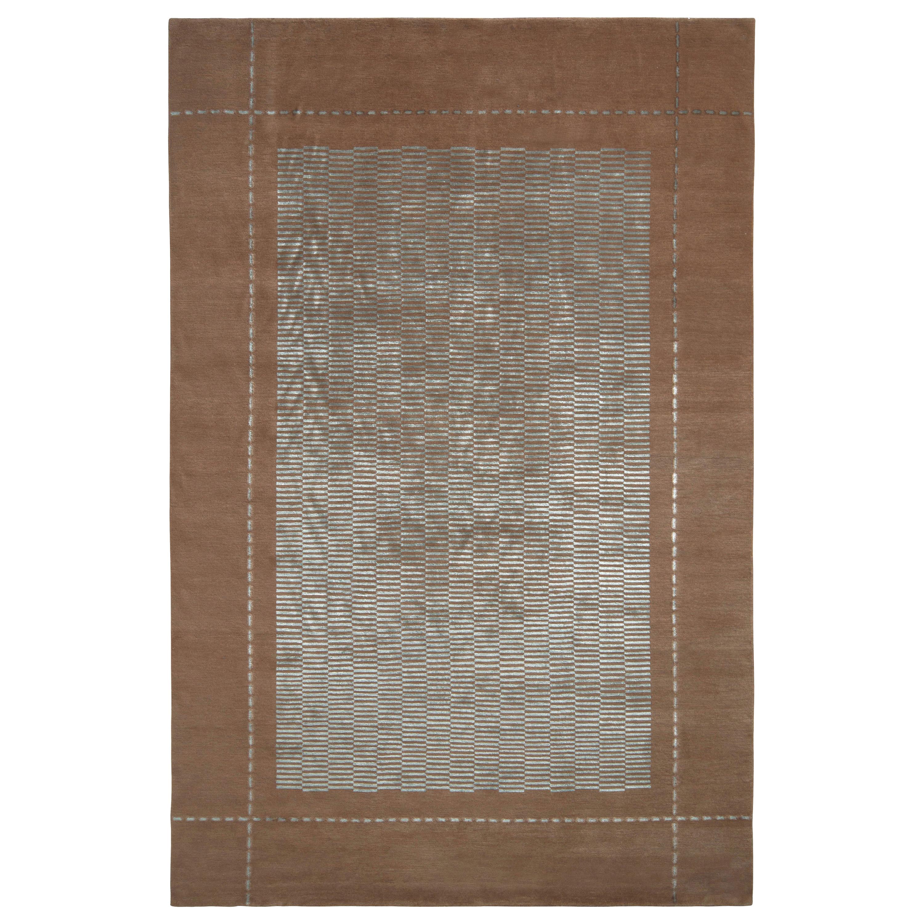 Rug and Kilim's Hand Knotted Austrian Art Deco Style Rug in Brown and ...