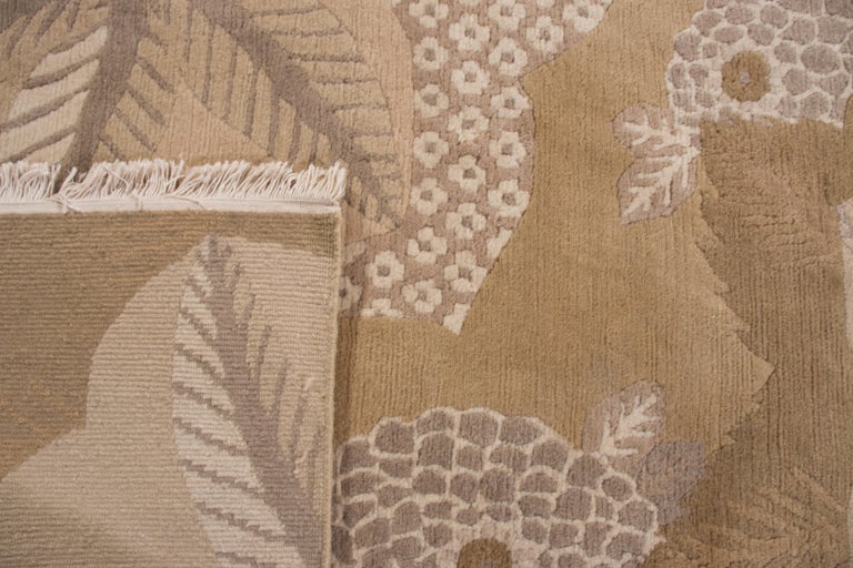 Rug and Kilim's Hand Knotted Beige Brown Modern Rug Custom Floral ...