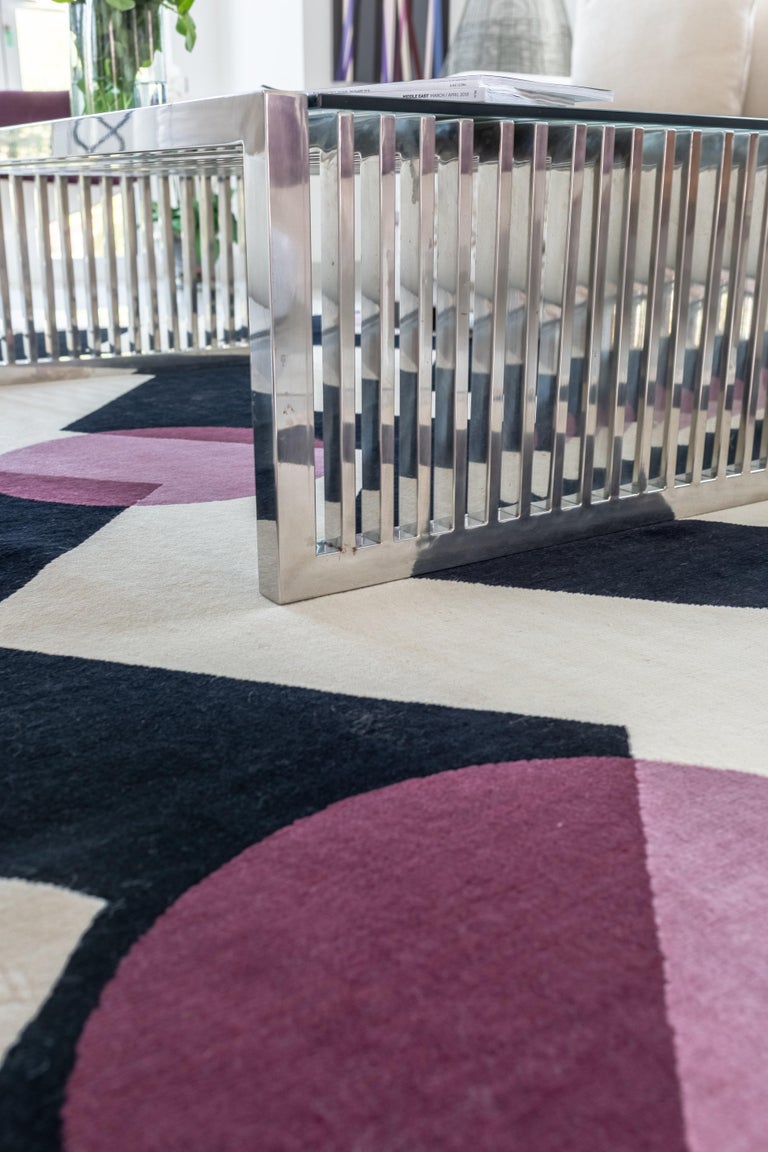 Rug Cherry Tree Pink - odern Geometric Black White Beige Fuchsia Wool ...