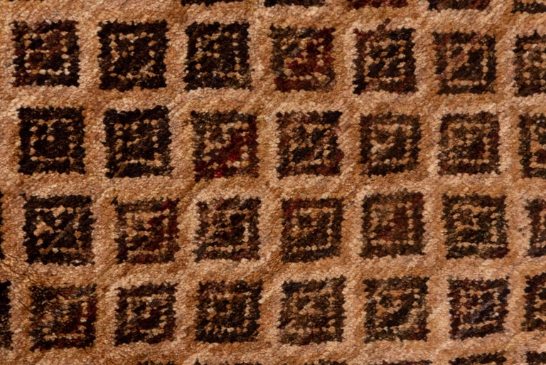 Hand Knotted Brown Modern Rug, Diamond Pattern For Sale at 1stDibs