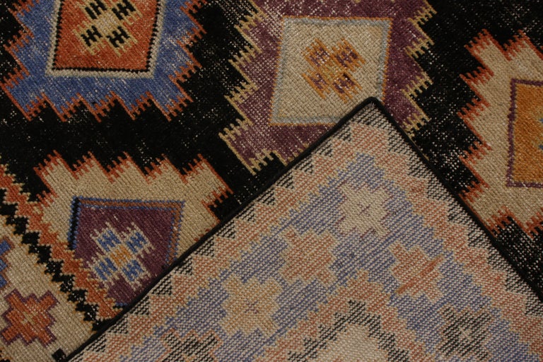 Rug and Kilim's Hand Knotted Classic Rug Diamond Beige and Blue Tribal ...