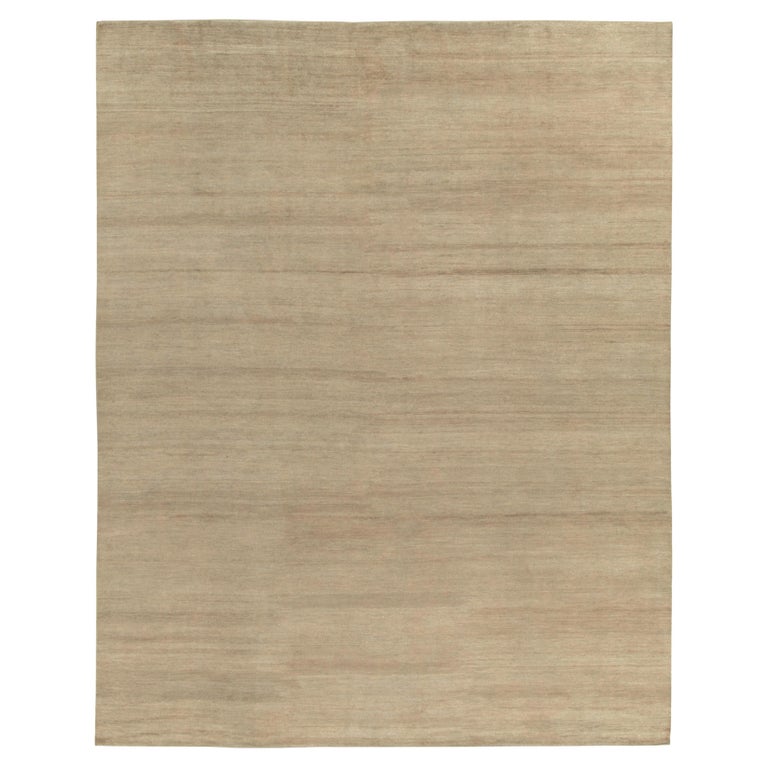 Rug and Kilim's Hand-Knotted Contemporary Solid Beige-Brown Rug For ...