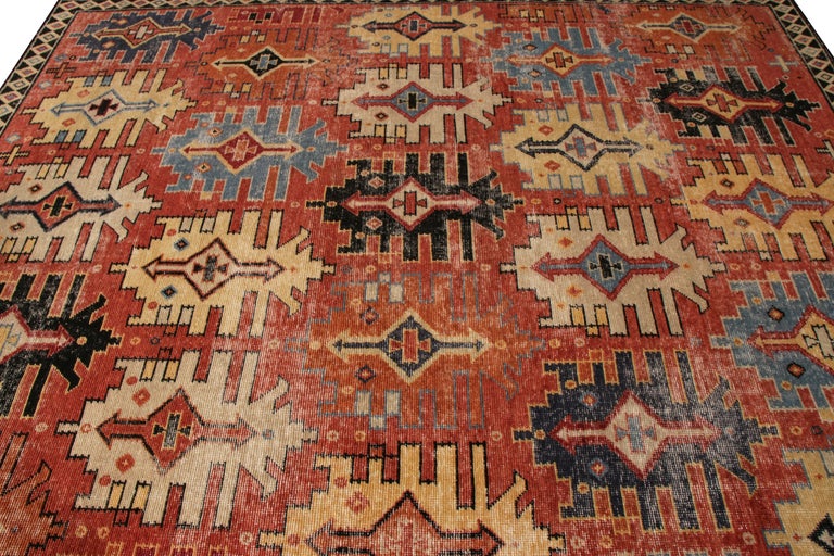 Rug and Kilim's Hand Knotted Distressed Classic Rug Rust Red Tribal ...