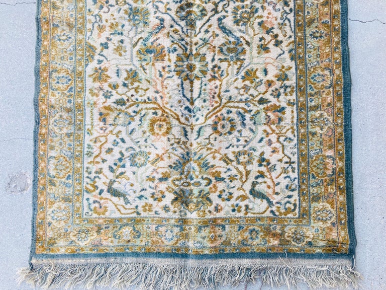 Hand Knotted Green Runner from Turkey For Sale at 1stDibs