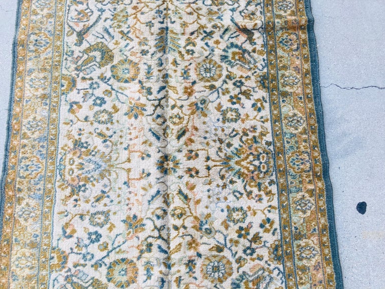 Hand Knotted Green Runner from Turkey For Sale at 1stDibs