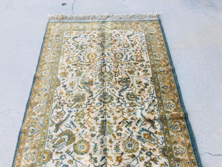 Hand Knotted Green Runner from Turkey For Sale at 1stDibs