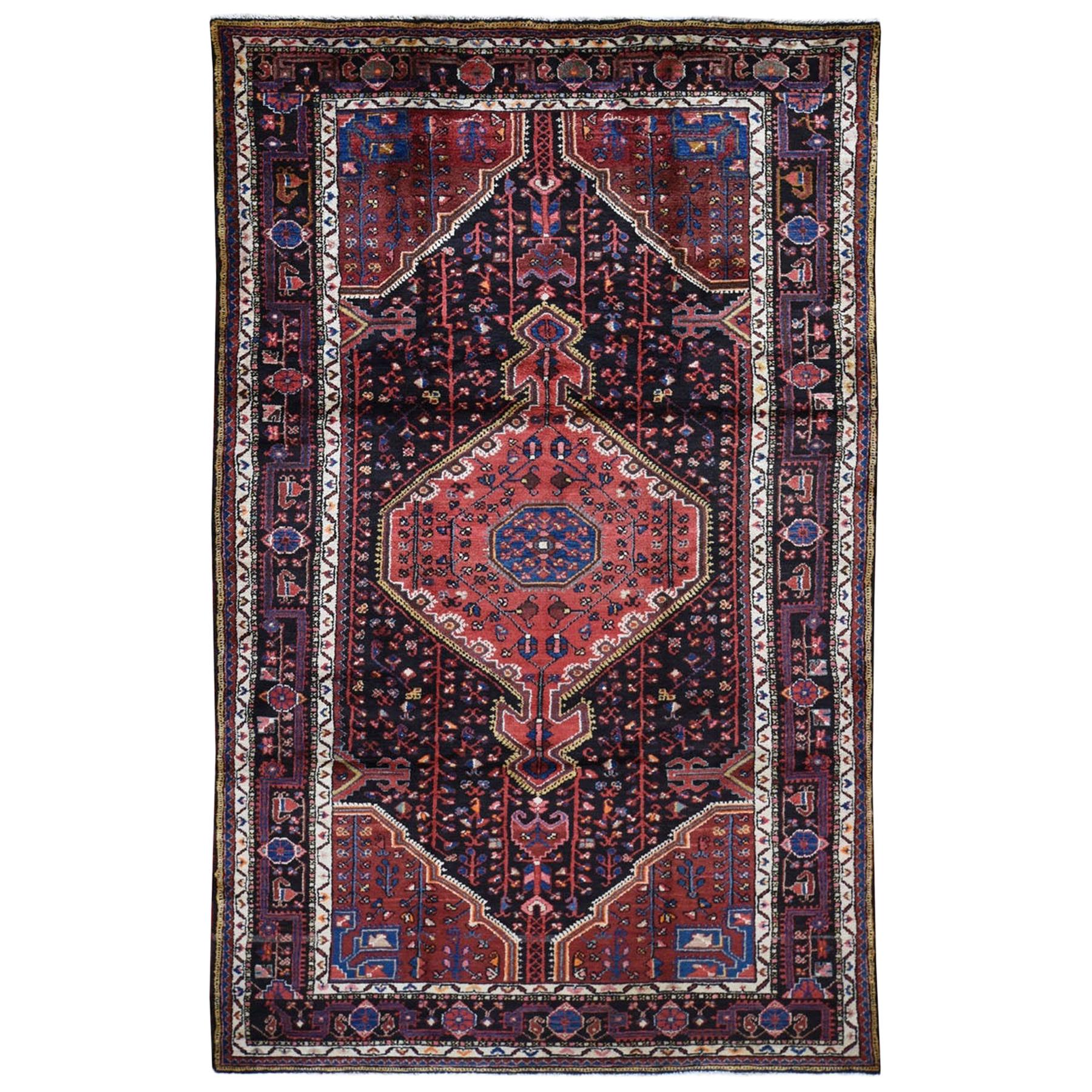 Red Persian Hamadan Pure Wool Hand Knotted Oriental Rug For Sale at ...