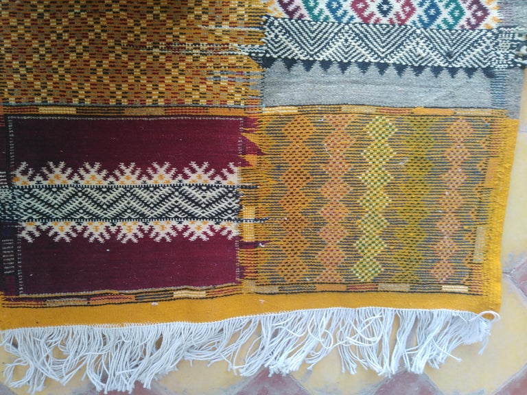 Hand Knotted Moroccan Berber Glaoui Flatweave Rug - Multicolor Natural ...