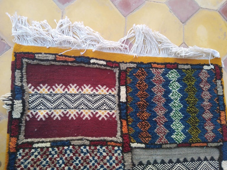 Hand Knotted Moroccan Berber Glaoui Flatweave Rug - Multicolor Natural ...