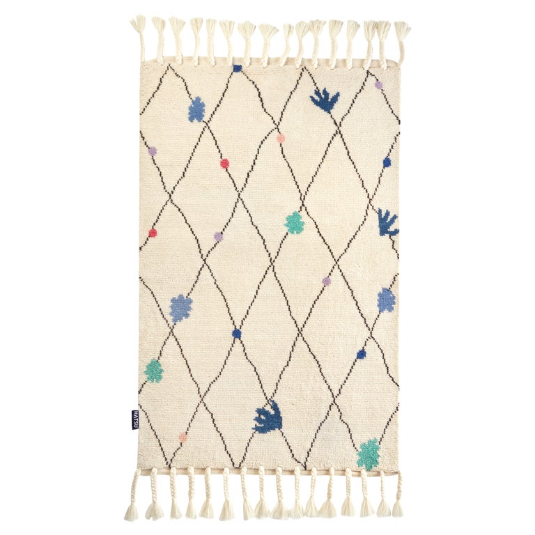 Hand Knotted Moroccan Flowers Rug by Hatsu For Sale at 1stDibs
