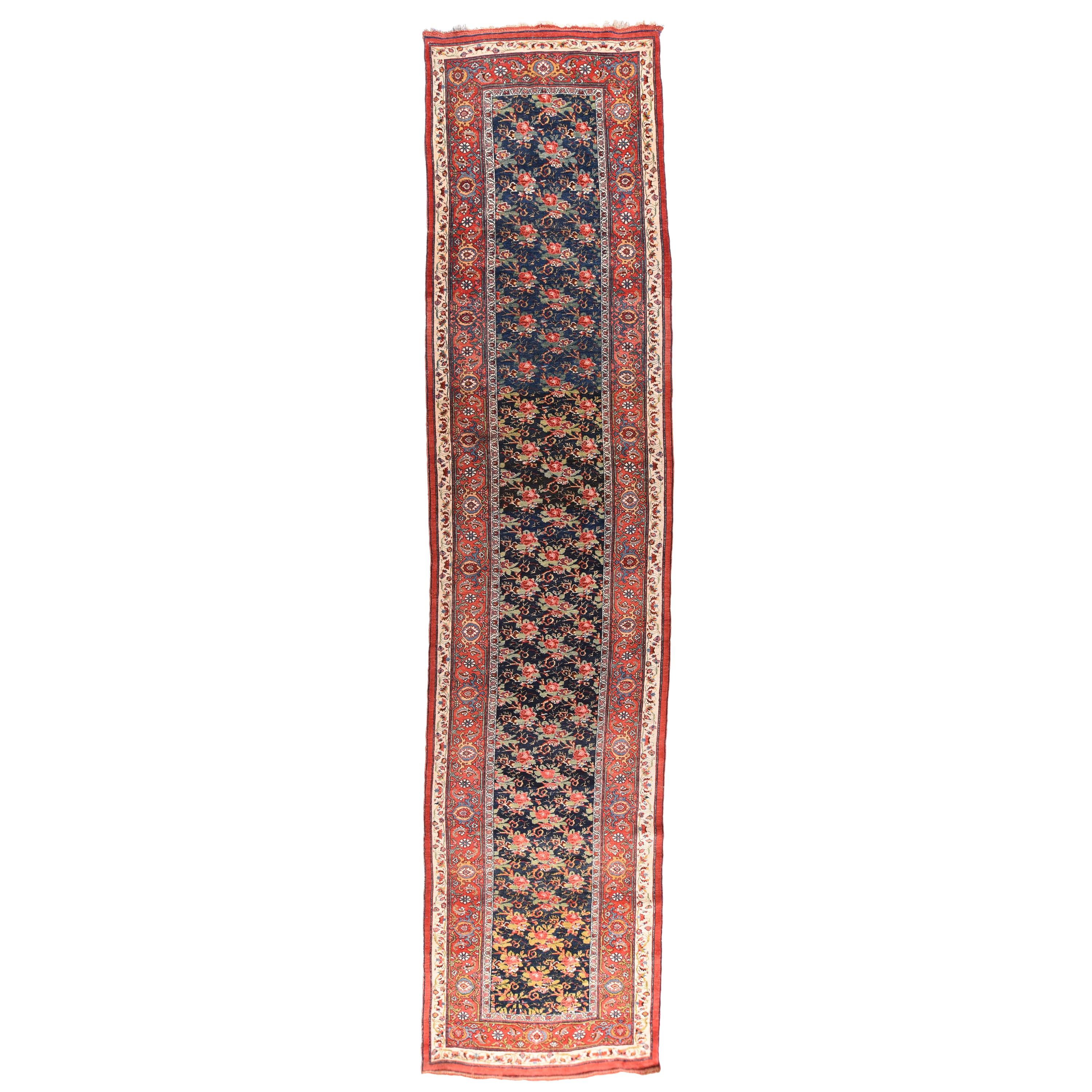 Antique Persian Heriz Oriental Long Rug Runner, circa 1900 at 1stDibs