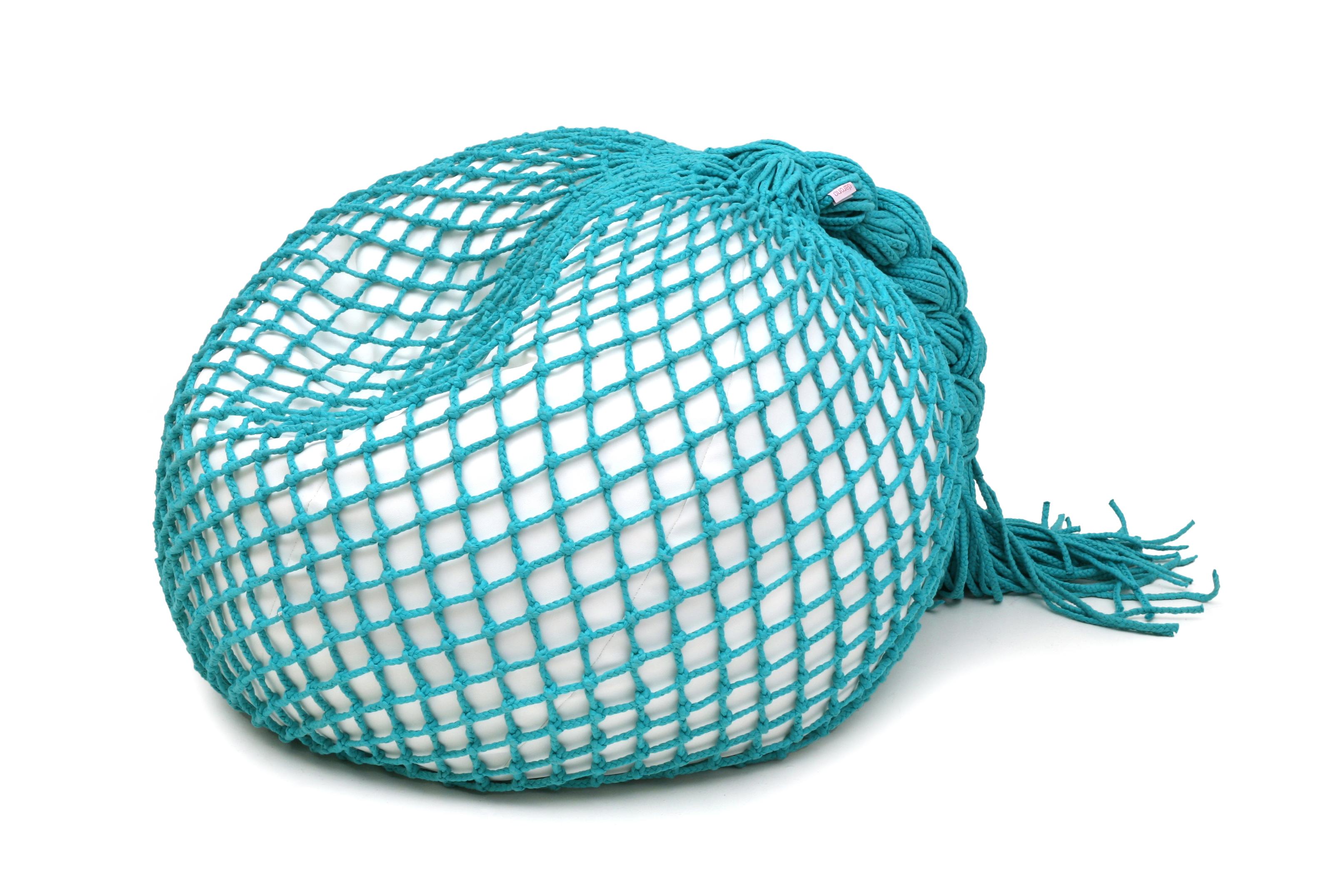 Hand-knotted Pouf - TRAP Olive Big For Sale at 1stDibs