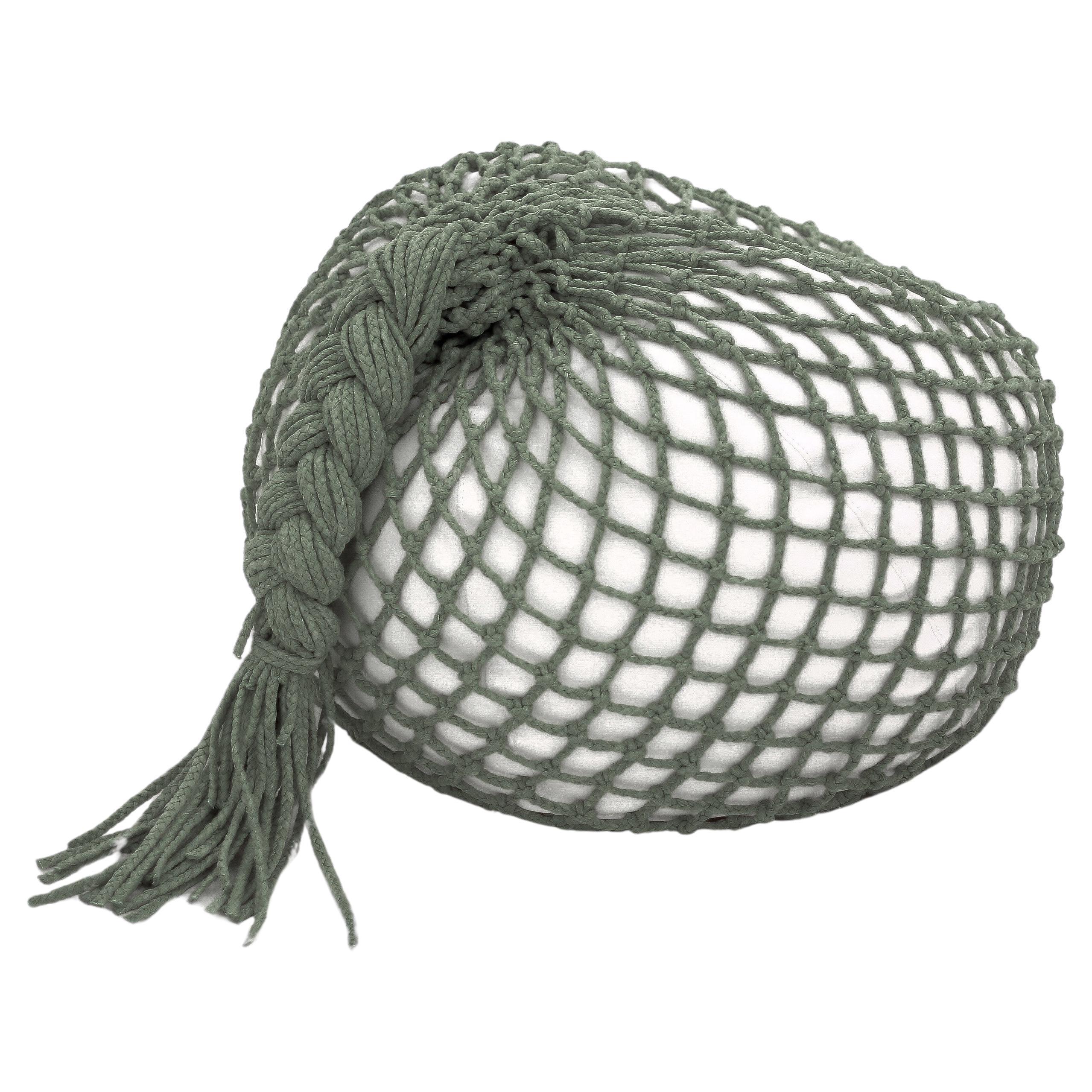 Hand-knotted Pouf - TRAP Forest Green Big For Sale at 1stDibs