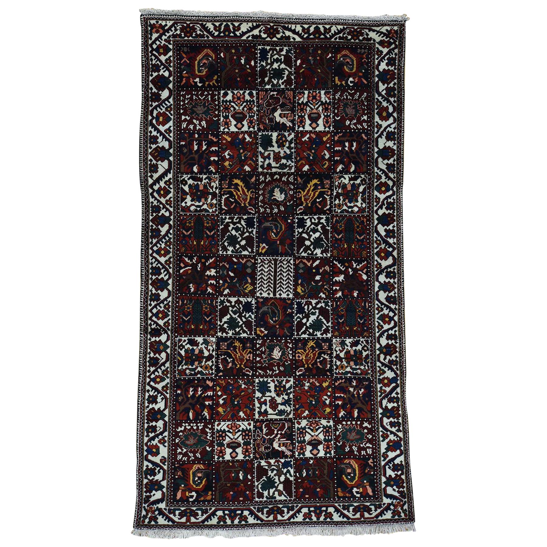 Bakhtiari Garden Design Hand Knotted Pure Wool Wide Runner Rug For Sale ...