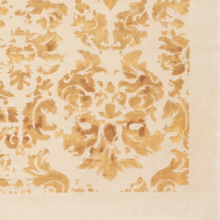 21st Century Carpet Rug Dumas in Himalayan Wool and Silk Beige, Ivory ...