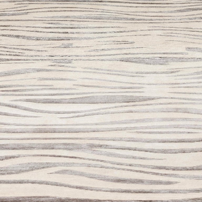 21st Century Carpet Rug Flames in Himalayan Wool and Silk Brown, Beige ...