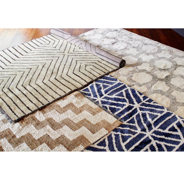 Hand Knotted Stepped Bridget Rug For Sale at 1stDibs