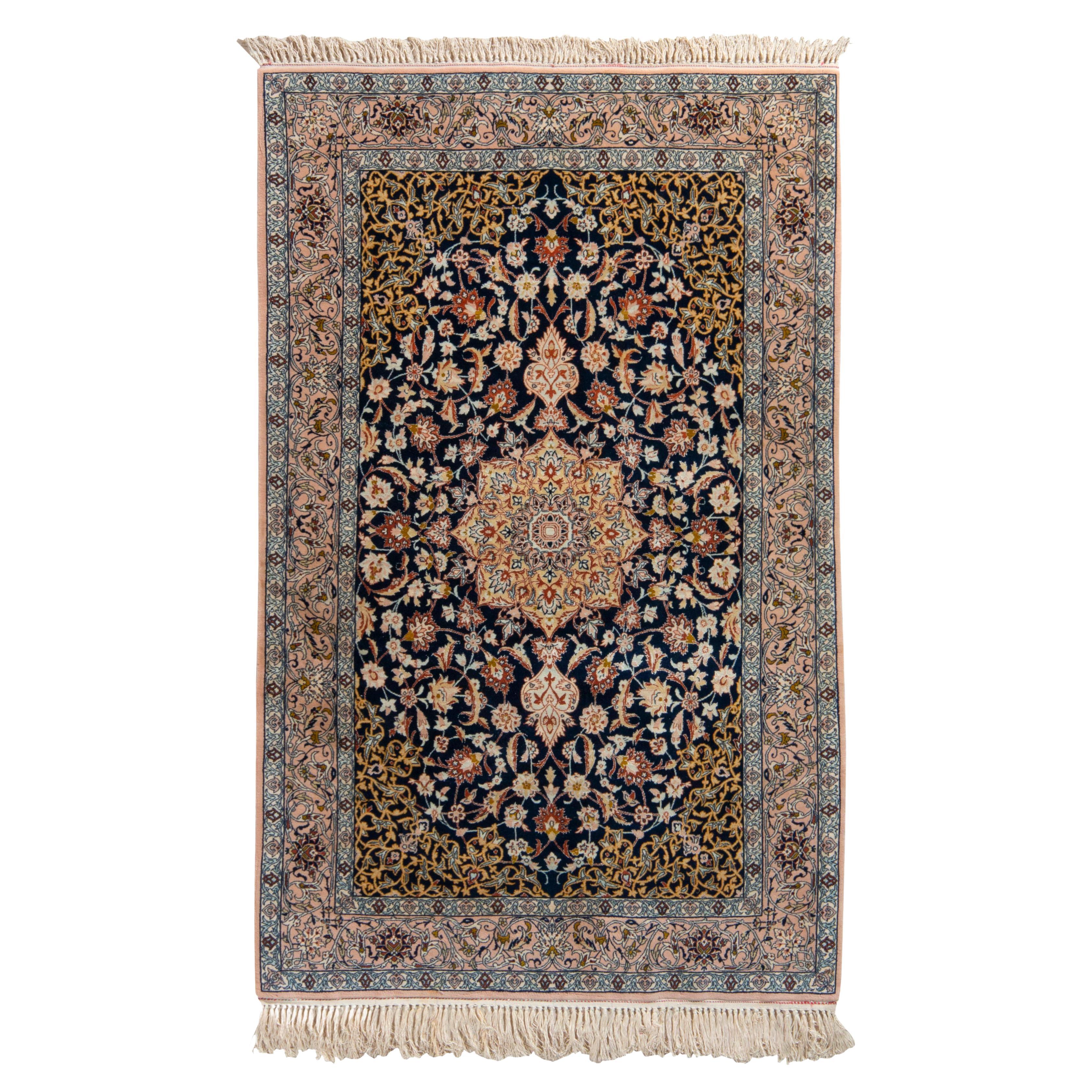 Large Antique Persian Kerman Rug with Medallions in Light Blue, Red and ...