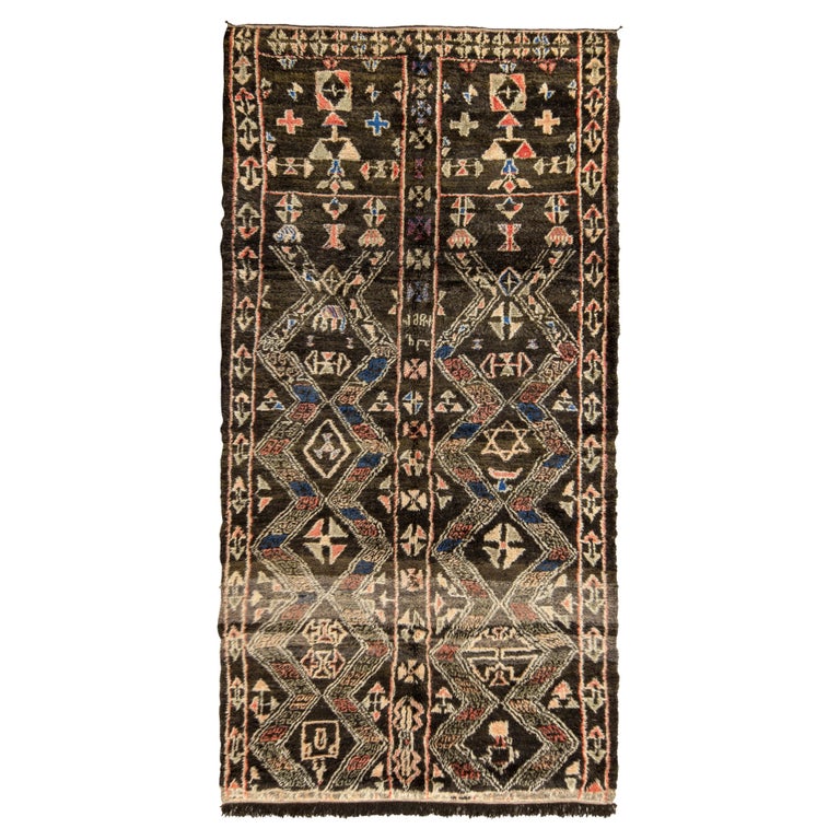 Vintage Moroccan Rug in Beige-Brown, Red Geometric Pattern by Rug and ...