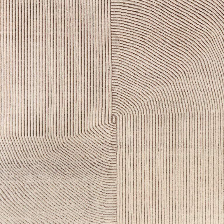 Hand Knotted White Symmetry Rug by Hatsu For Sale at 1stDibs