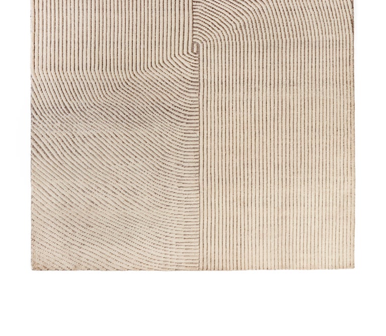 Hand Knotted White Symmetry Rug by Hatsu For Sale at 1stDibs