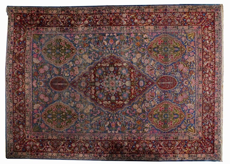Handmade Antique Yazd Style Rug 1910, 1B494 at 1stDibs