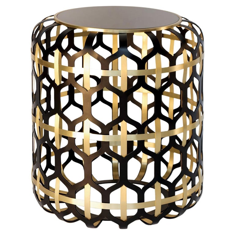 Hand-Made Brass Coffee or Side Table with Glass Top For Sale at 1stDibs