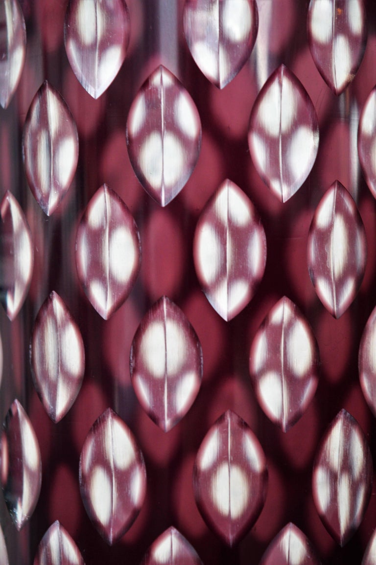 Handmade Czech Vintage Bohemian Optic Glass Vase Amethyst Purple Cased ...