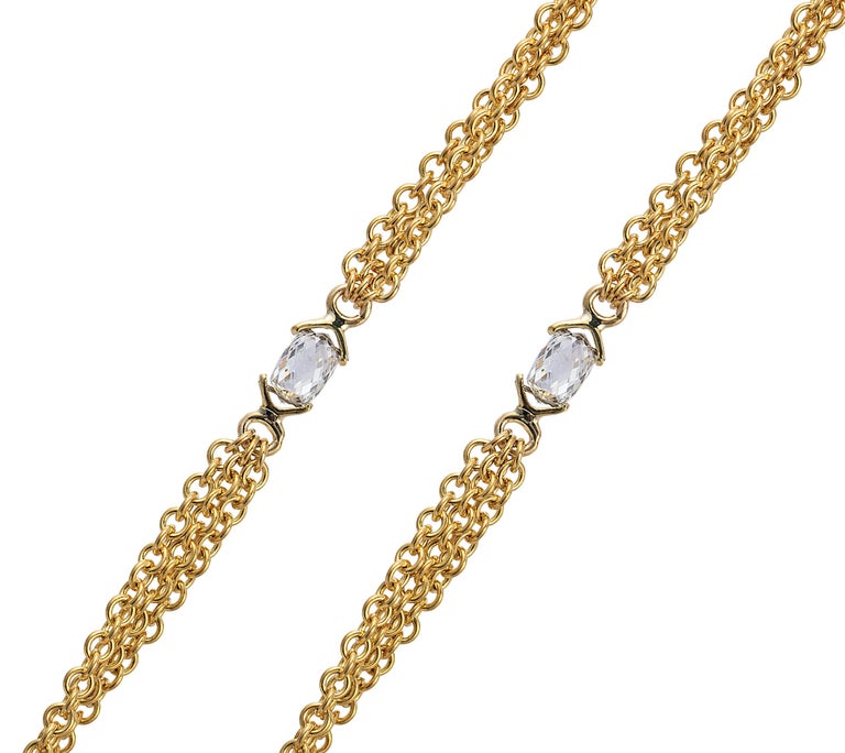 Handmade Double Sided Diamond Briolette Chain Necklace For Sale at 1stDibs