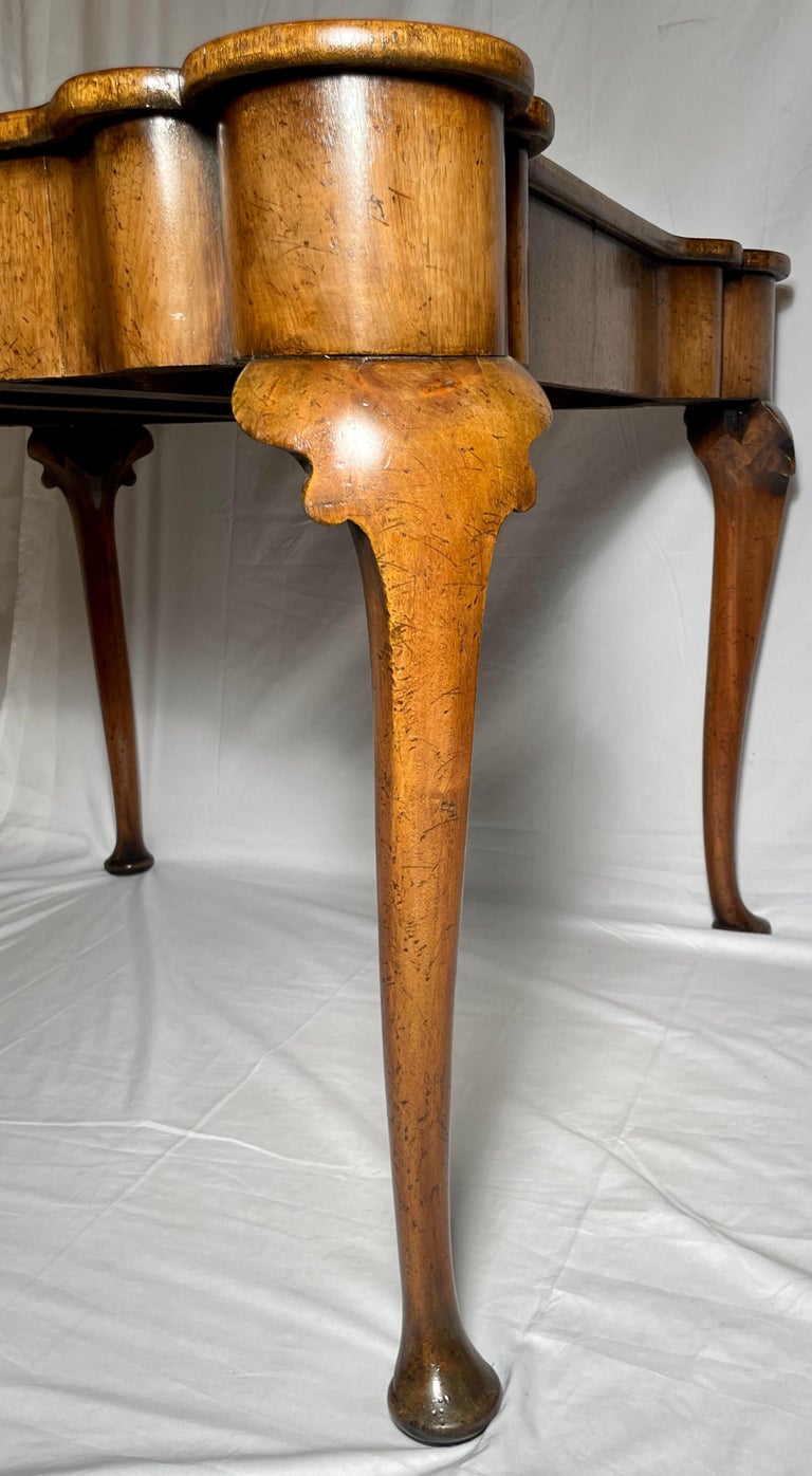 Hand-Made English Mahogany Queen Anne Card Table with Leather Top For ...