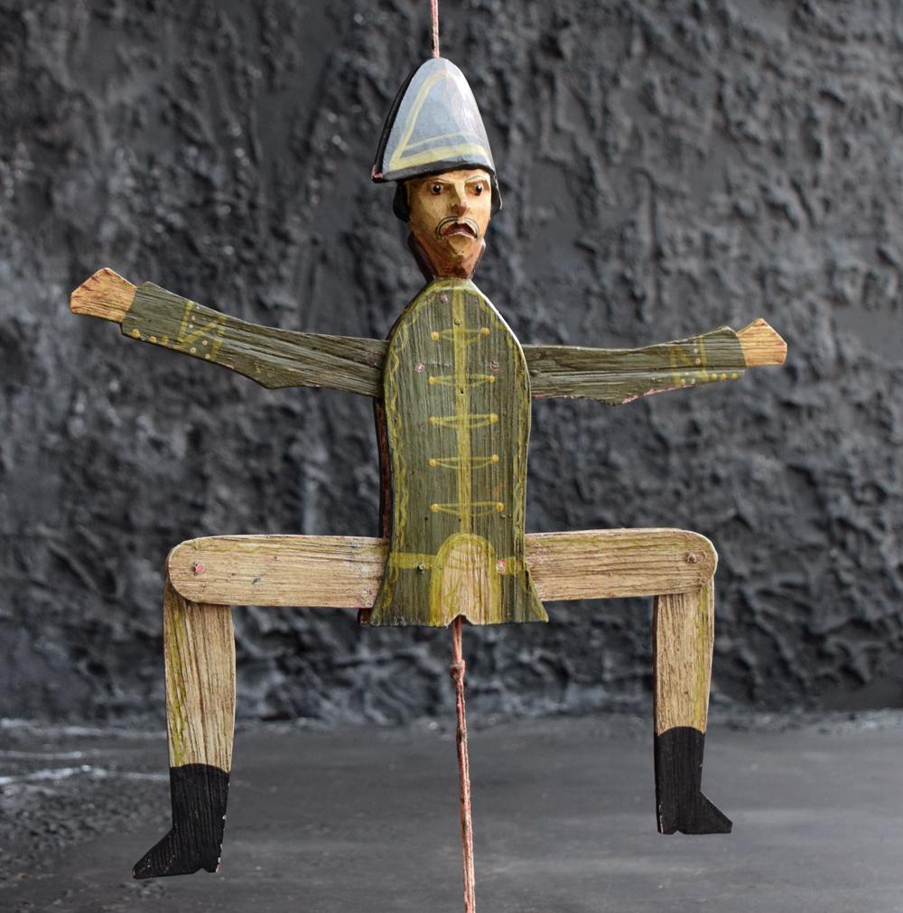 Hand Made German Folk Art Jumping Jack Soldier Toy Figure, circa 1890 ...