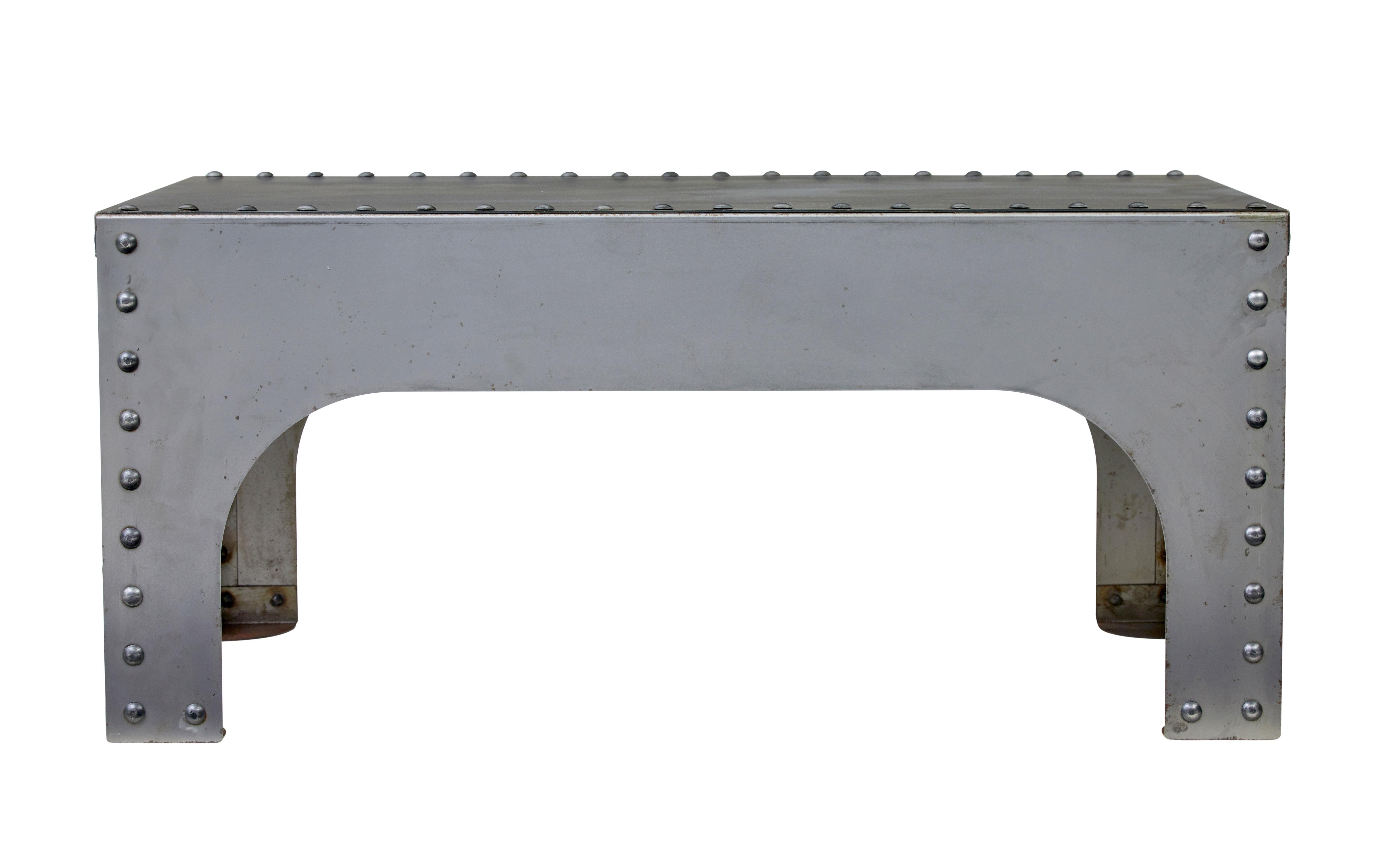 Hand made industrial steel coffee table For Sale at 1stDibs